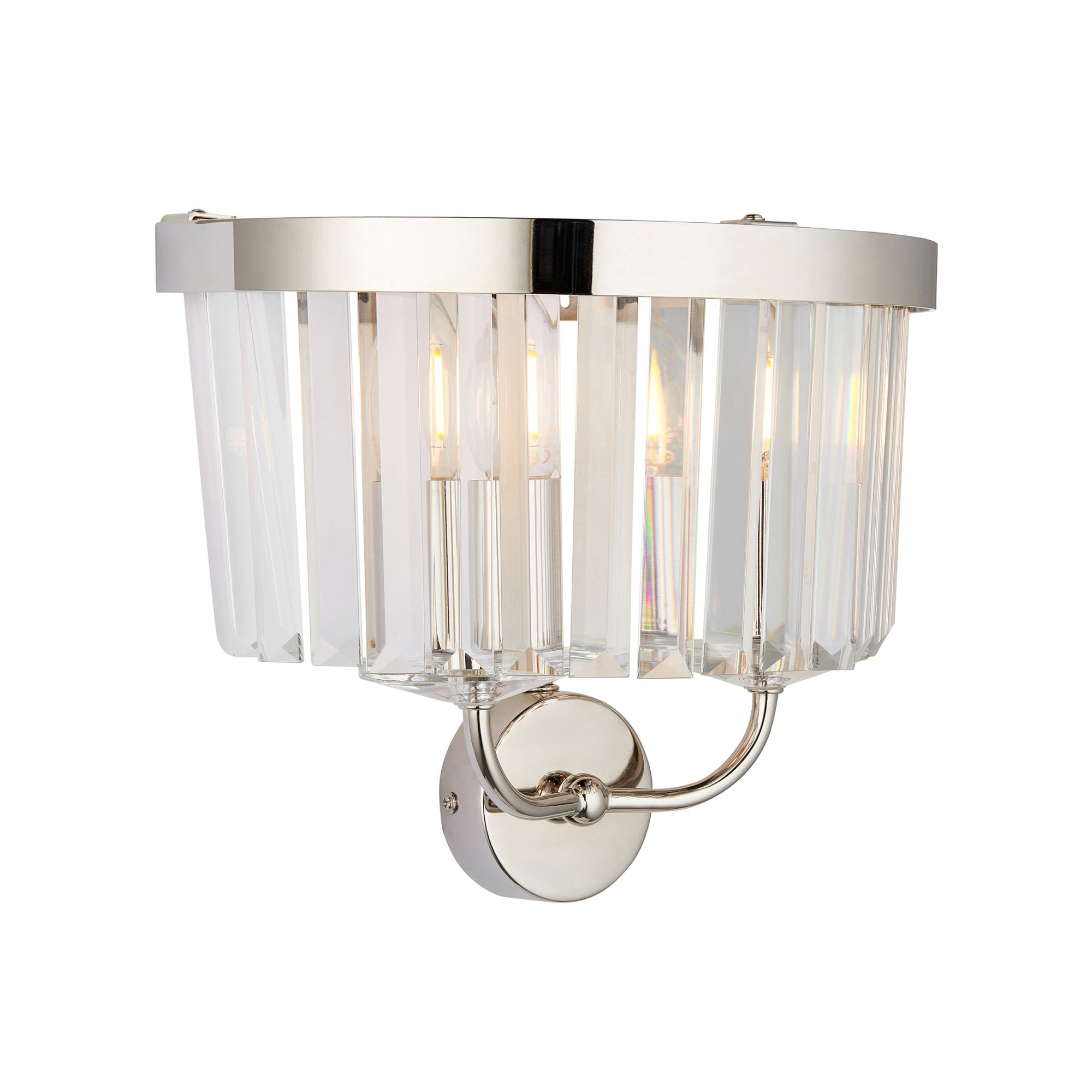 Nelson Lighting NL1406448 2 Light Wall Light Bright Nickel Plate & Cle ...
