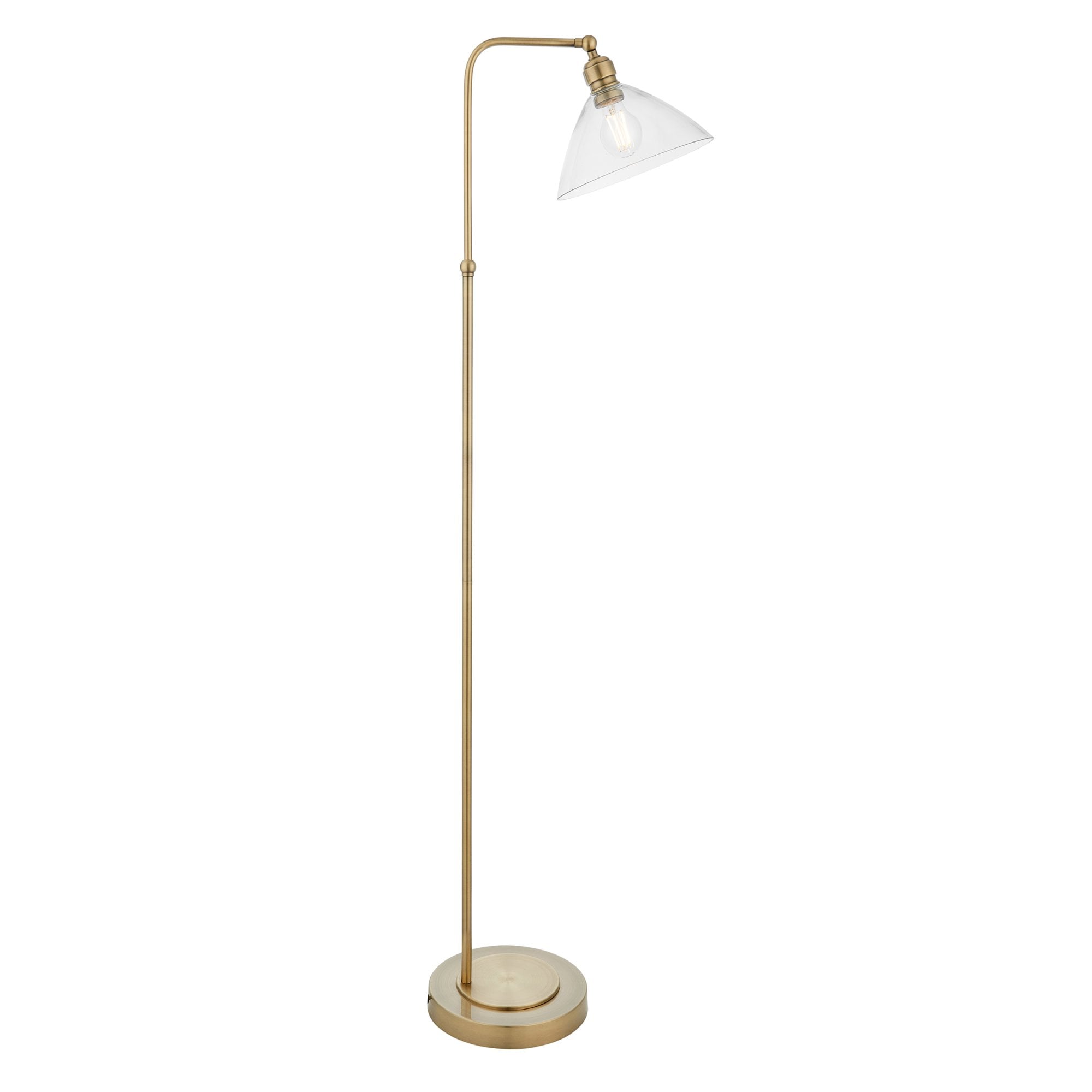 Nelson Lighting NL1407609 1 Light Floor Lamp Antique Brass Plate & Cle ...