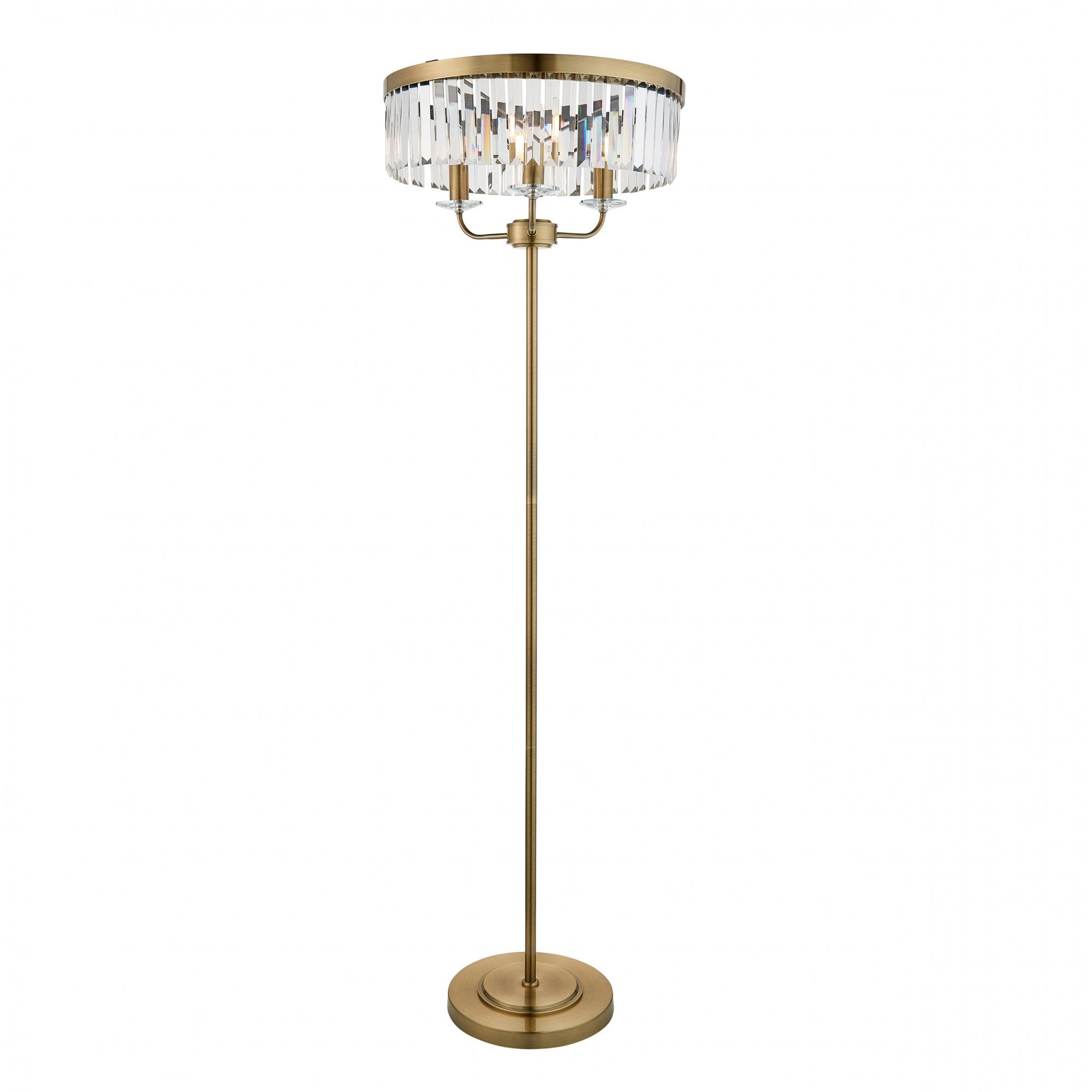 Nelson Lighting NL1410644 3 Light Floor Lamp Antique Brass Plate & Cle ...