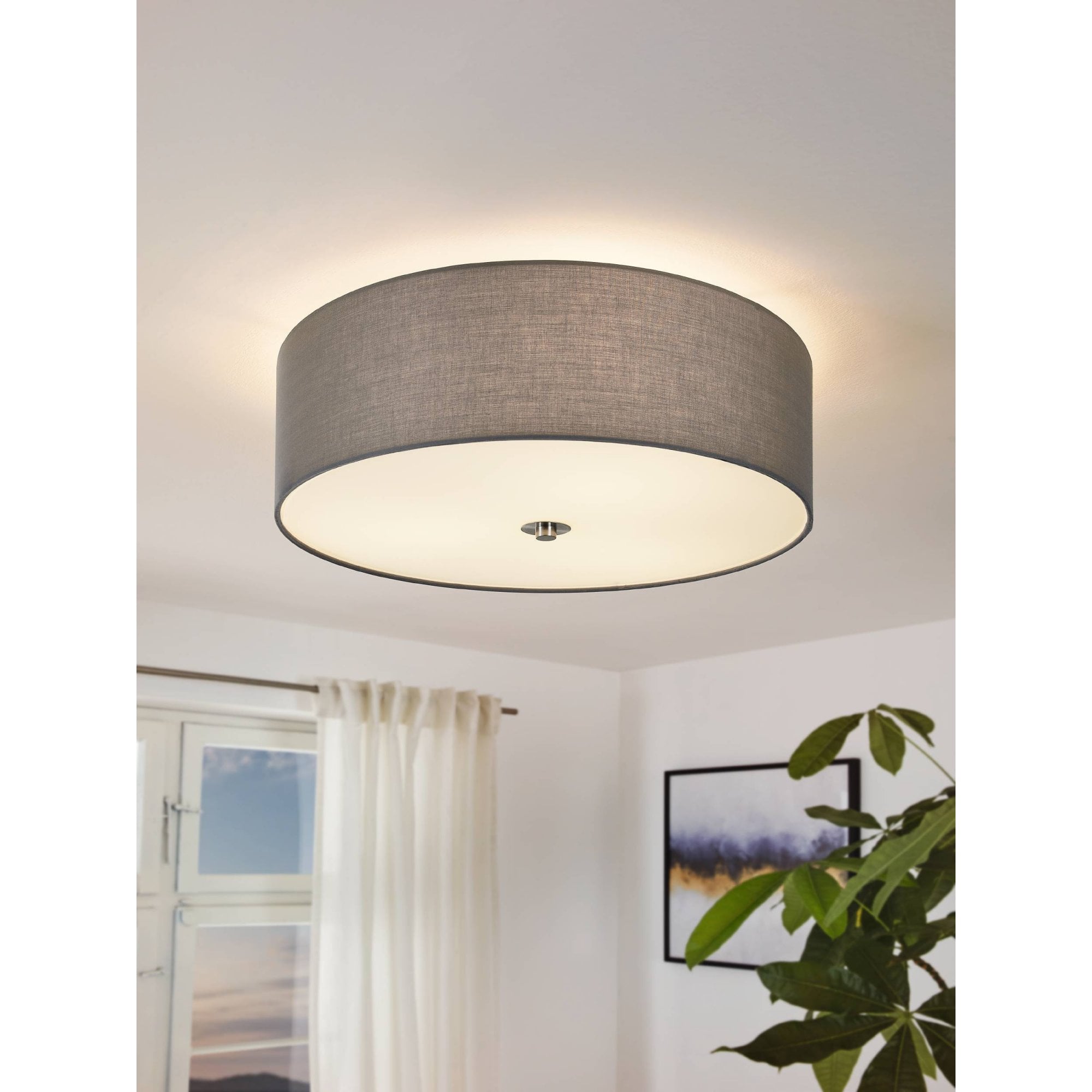 Eglo 94921 Pasteri 3-Light Grey Fabric Flush Ceiling Light – Solihull ...
