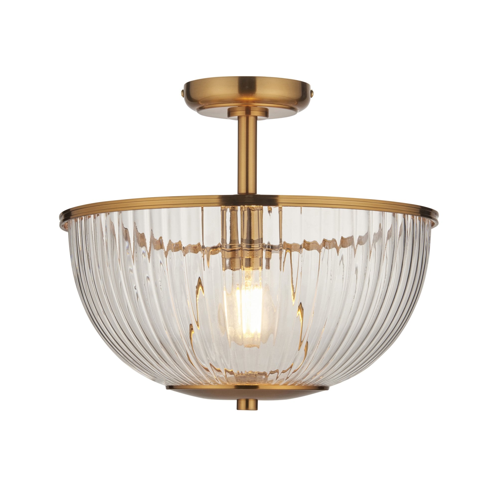 Endon 118750 Somerset Uplighter Flush Vintage Brass Finish & Clear ...