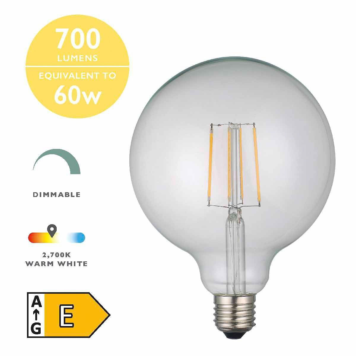 Dar BUL-E27-LED-20-I E27 Globe 6w LED Single Bulb Warm White Dimmable ...