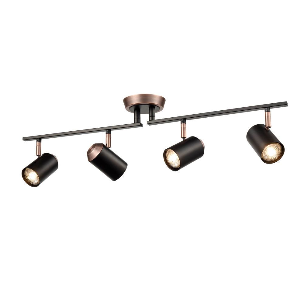 Franklite SPOT9064 Hollywood 4 Light Spotlight Flush Ceiling Black Cop ...